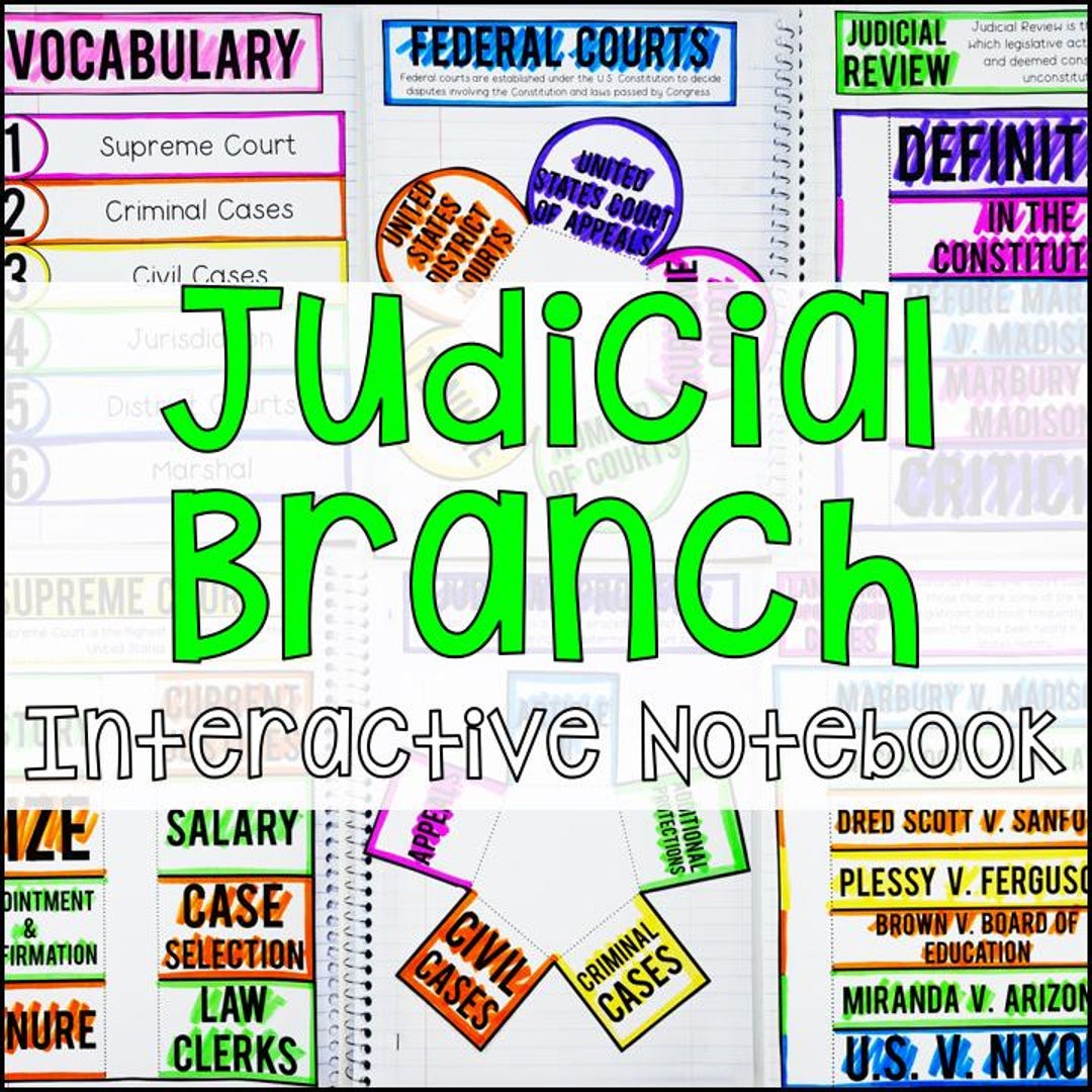 Judicial Branch Interactive Notebook Graphic Organizers US Government ...