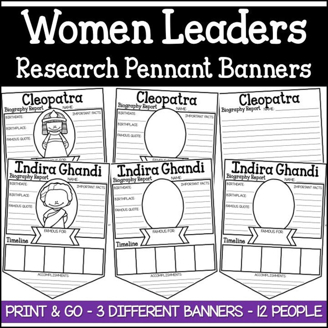 Women Leaders Research Pennant Banner Project | 3-5 | Homeschool ...