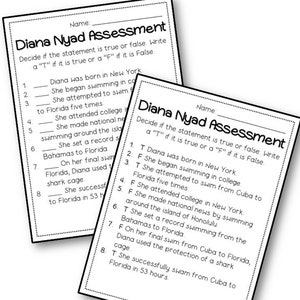 Diana Nyad Biography Unit Pack 3-5 Homeschool Social Studies Printable ...