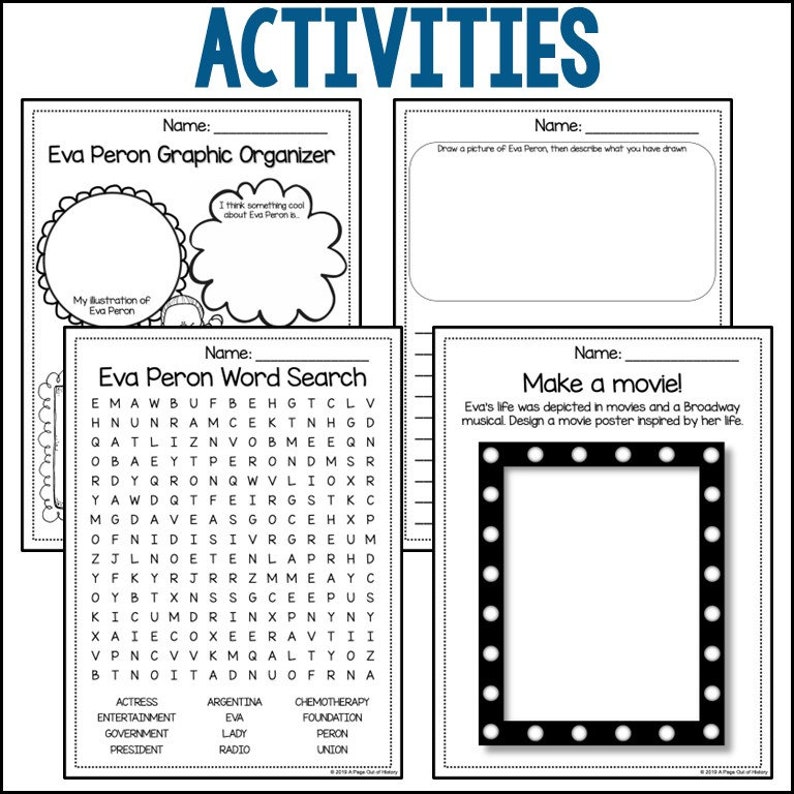 Eva Peron 3rd-5th Grade Biography Unit | Reading Passage & Activities ...