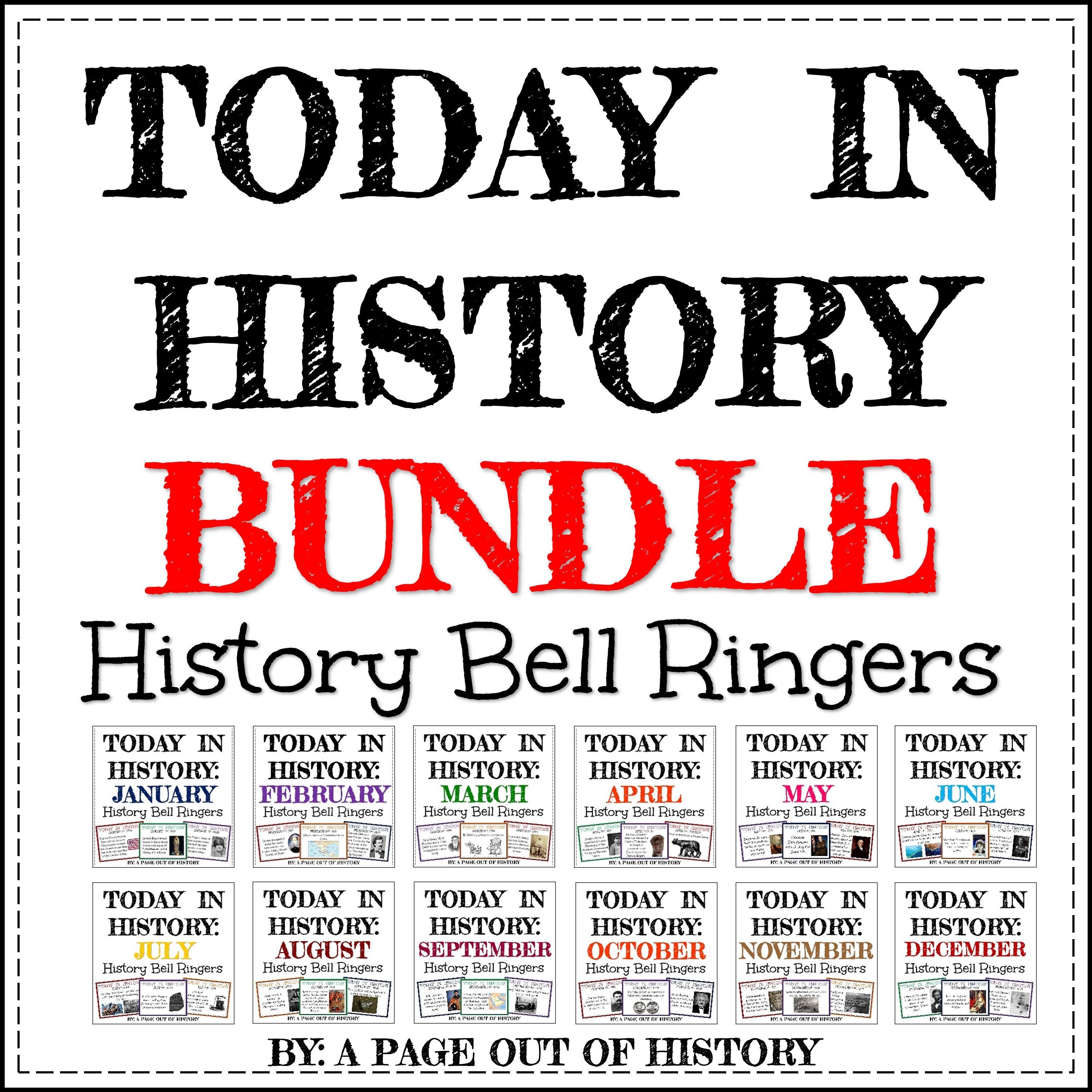 Today in History Bell Ringers Bundle | 6-12 | Homeschool | American ...