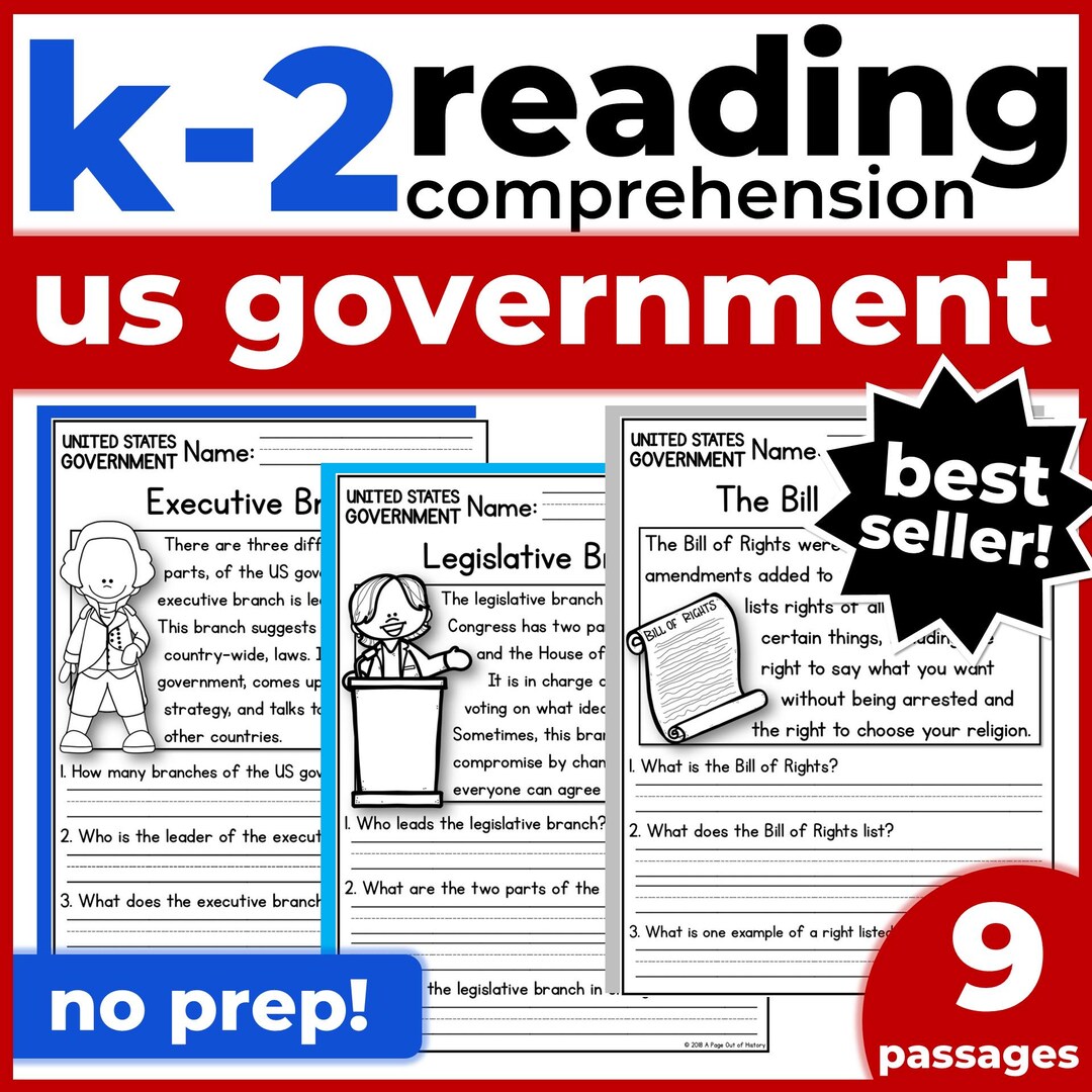 Summer Reading Practice 1st 2nd Grade | US Government Passages ...