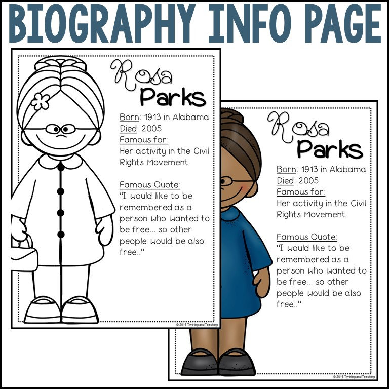Rosa Parks Biography Activities for 3rd 4th 5th Grade | No Prep ...