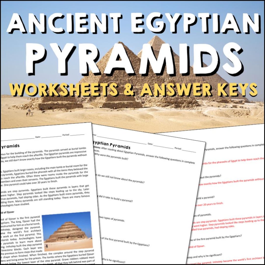 Ancient Egyptian Pyramids Reading Worksheets and Answer Keys - Etsy