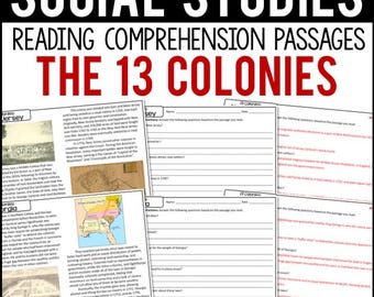 K-2 Reading Practice 1st 2nd Grade, 13 Colonies Bundle Passages ...