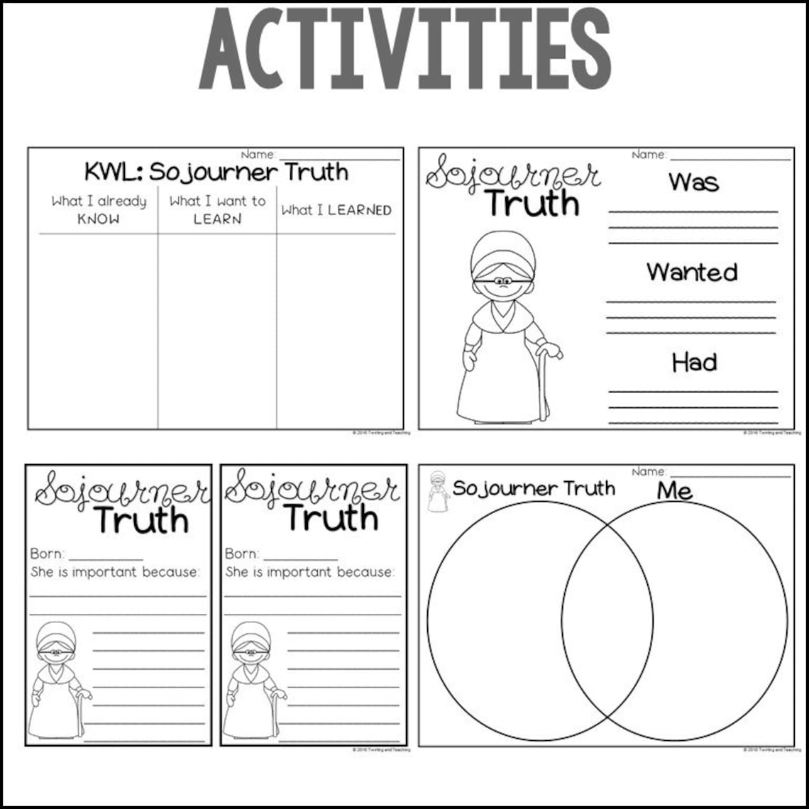 Sojourner Truth Nonfiction Biography Unit | Reading, Writing ...