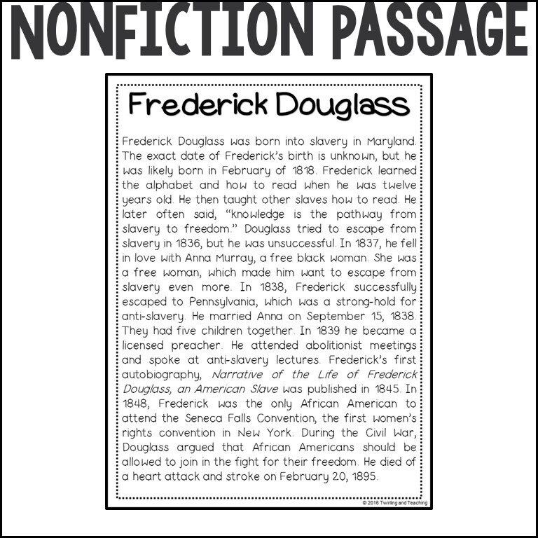 Frederick Douglass Biography Unit Pack | 3-5 | Homeschool | Social ...