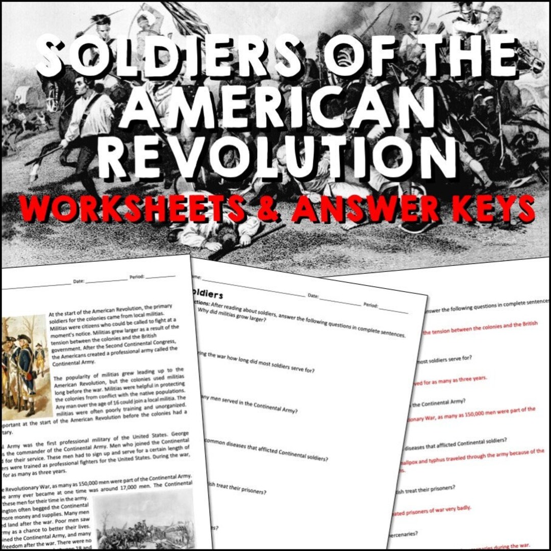 Soldiers During the American Revolution Reading Worksheets and Answer ...