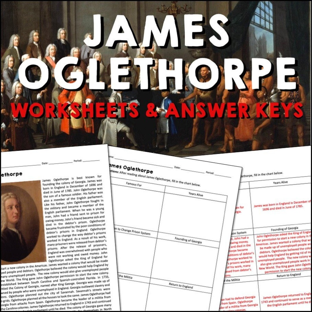 James Oglethorpe Reading Worksheets and Answer Keys | 6-12 | Homeschool ...