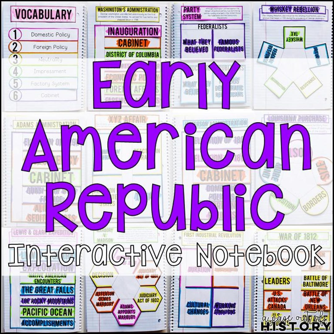 Early American Republic Interactive Notebook, US History Passages With ...