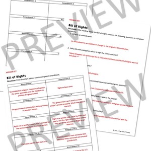 Bill of Rights US Constitution Reading Worksheets & Answer Keys ...