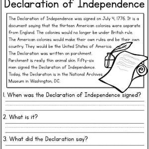 US Government K-2 Reading Comprehension Passages Bundle Homeschool ...