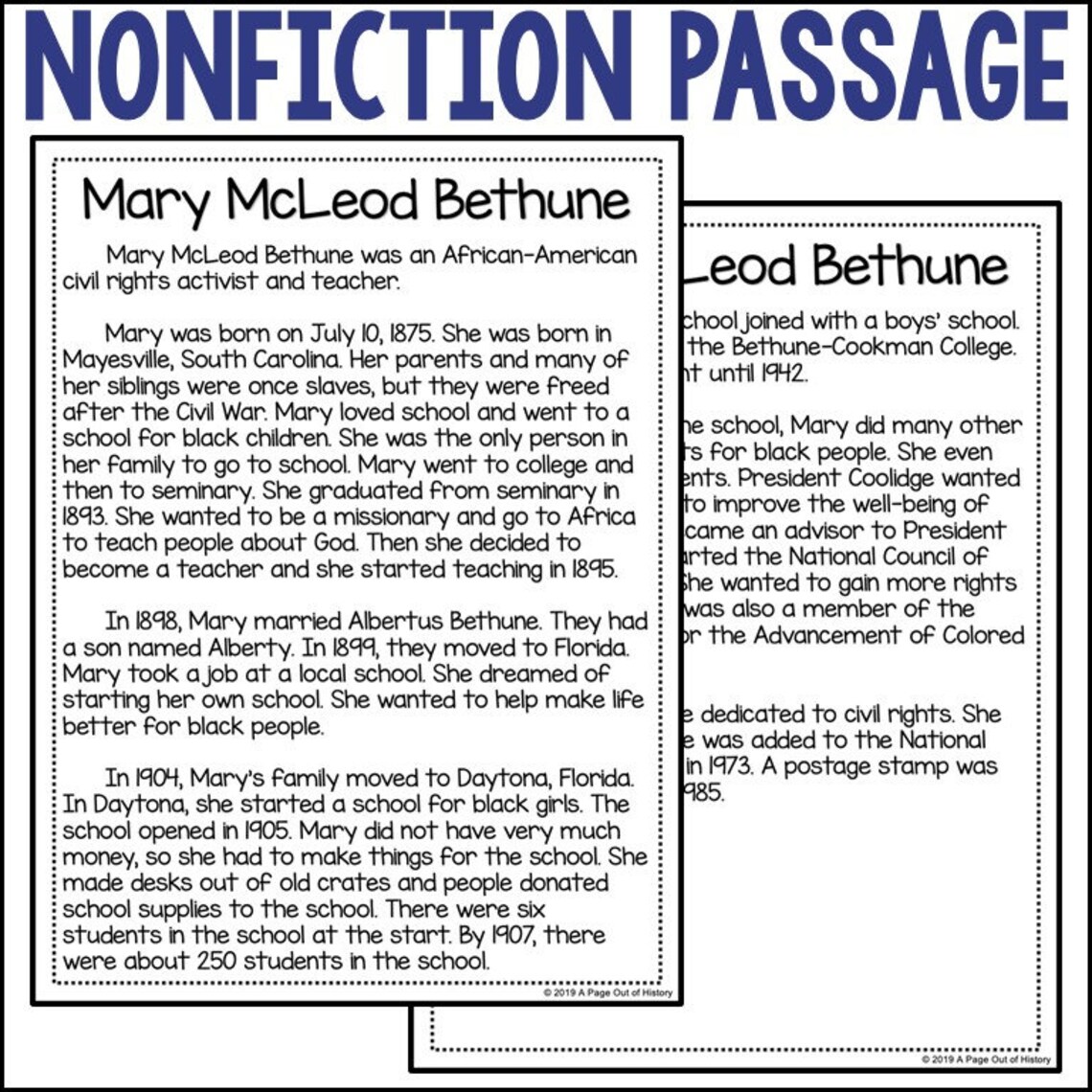 Mary Mcleod Bethune Biography Unit Pack | 3-5 | Homeschool | Social ...