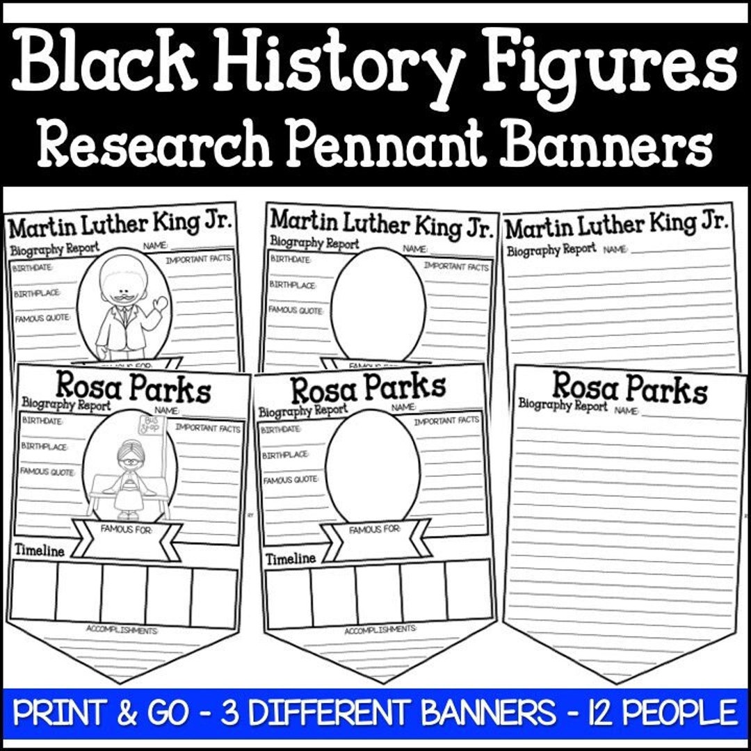Black History Figures Research Pennant Banner Project | 3-5 ...
