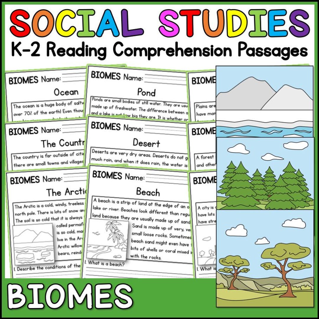 K-2 Biomes Reading Comprehension Passages, Biomes and Ecosystems ...