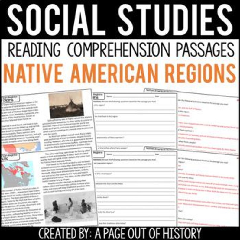 Native American Regions Reading Comprehension Passages, Geography ...