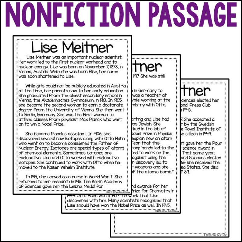 Lise Meitner Biography Unit Pack 3-5 Homeschool Social Studies ...