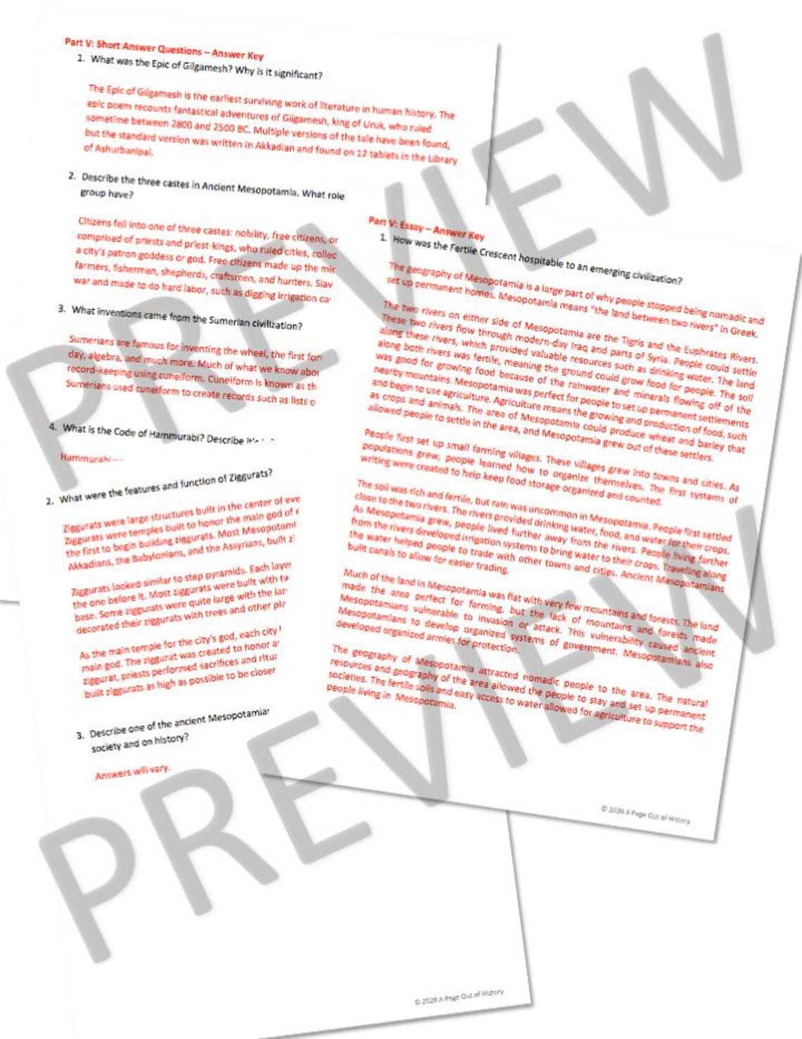 Ancient Mesopotamia Test and Answers, Educational Classroom Activities ...