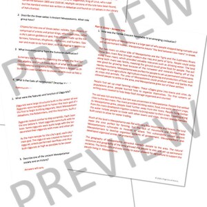 Ancient Mesopotamia Test and Answers, Educational Classroom Activities ...