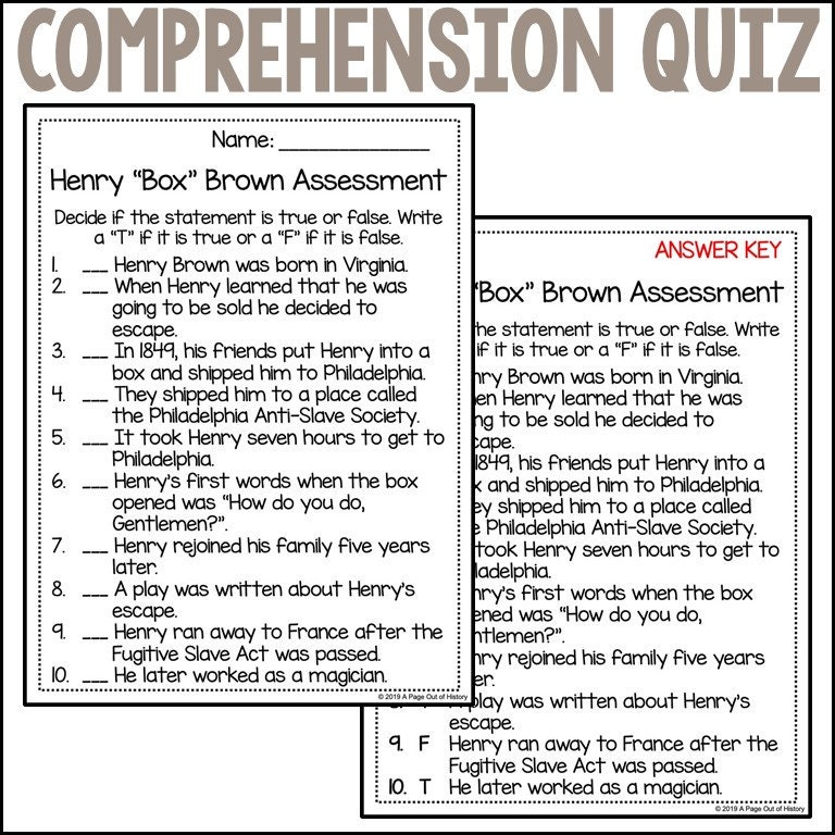 Henry Box Brown Biography Unit Pack 3-5 Homeschool Social Studies ...