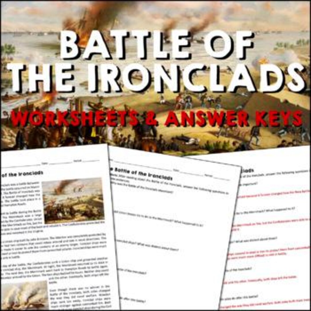 Battle of the Ironclads Civil War Reading Worksheet, US History ...