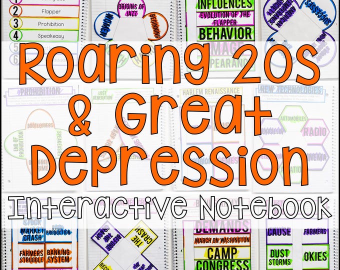 Roaring 20s and Great Depression Interactive Notebook, American History ...