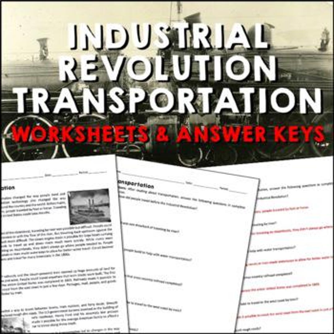 Industrial Revolution Transportation Reading Worksheets, Homeschool ...