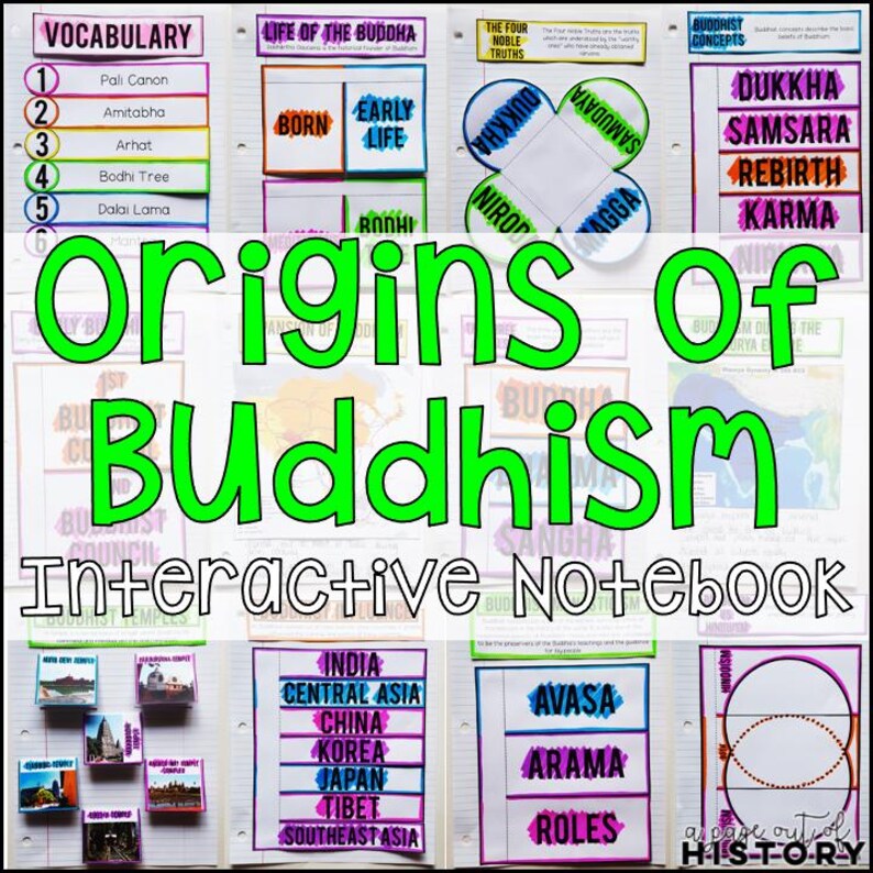 Origins of Buddhism Interactive Notebook Graphic Organizers World ...