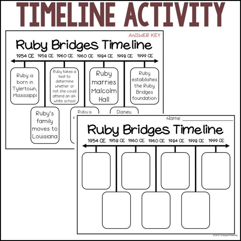 Biography of Ruby Bridges | Printable Reading Writing Activities for 3 ...