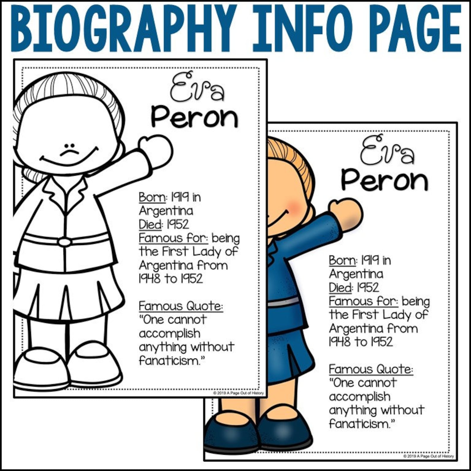 Eva Peron Reading & Writing Biography Pack | Informational Text ...