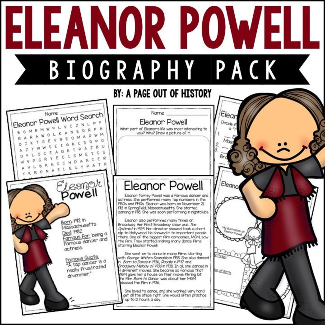 Eleanor Powell Biography Unit Pack | 3-5 | Homeschool | Social Studies ...
