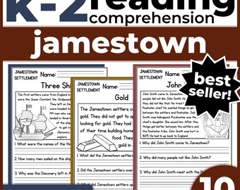 K-2 Reading Practice 1st 2nd Grade Worksheet, Jamestown Settlement ...