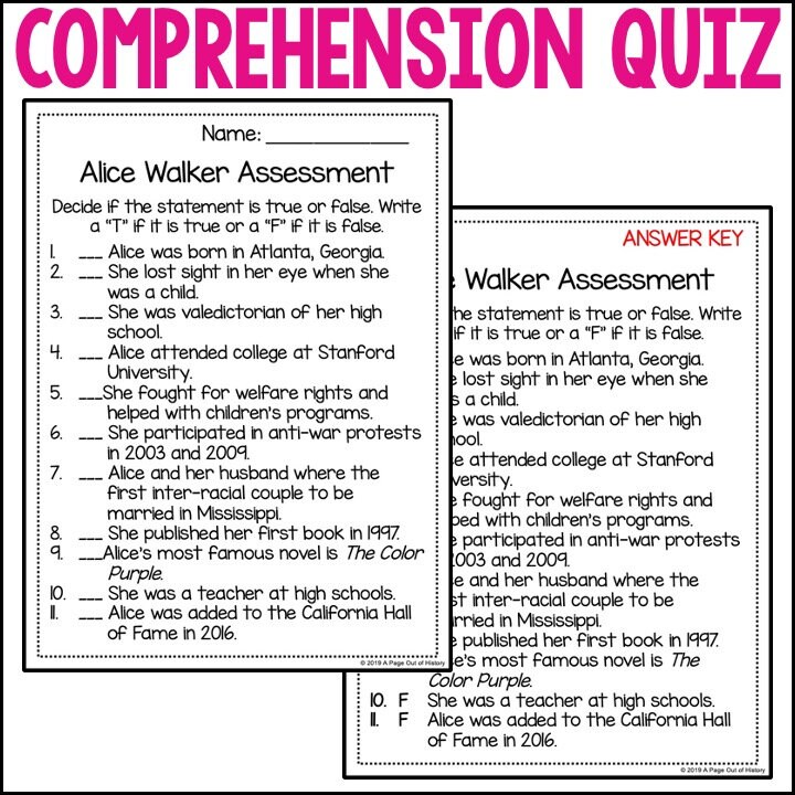 Alice Walker Biography Unit Pack | 3-5 | Homeschool | Social Studies ...