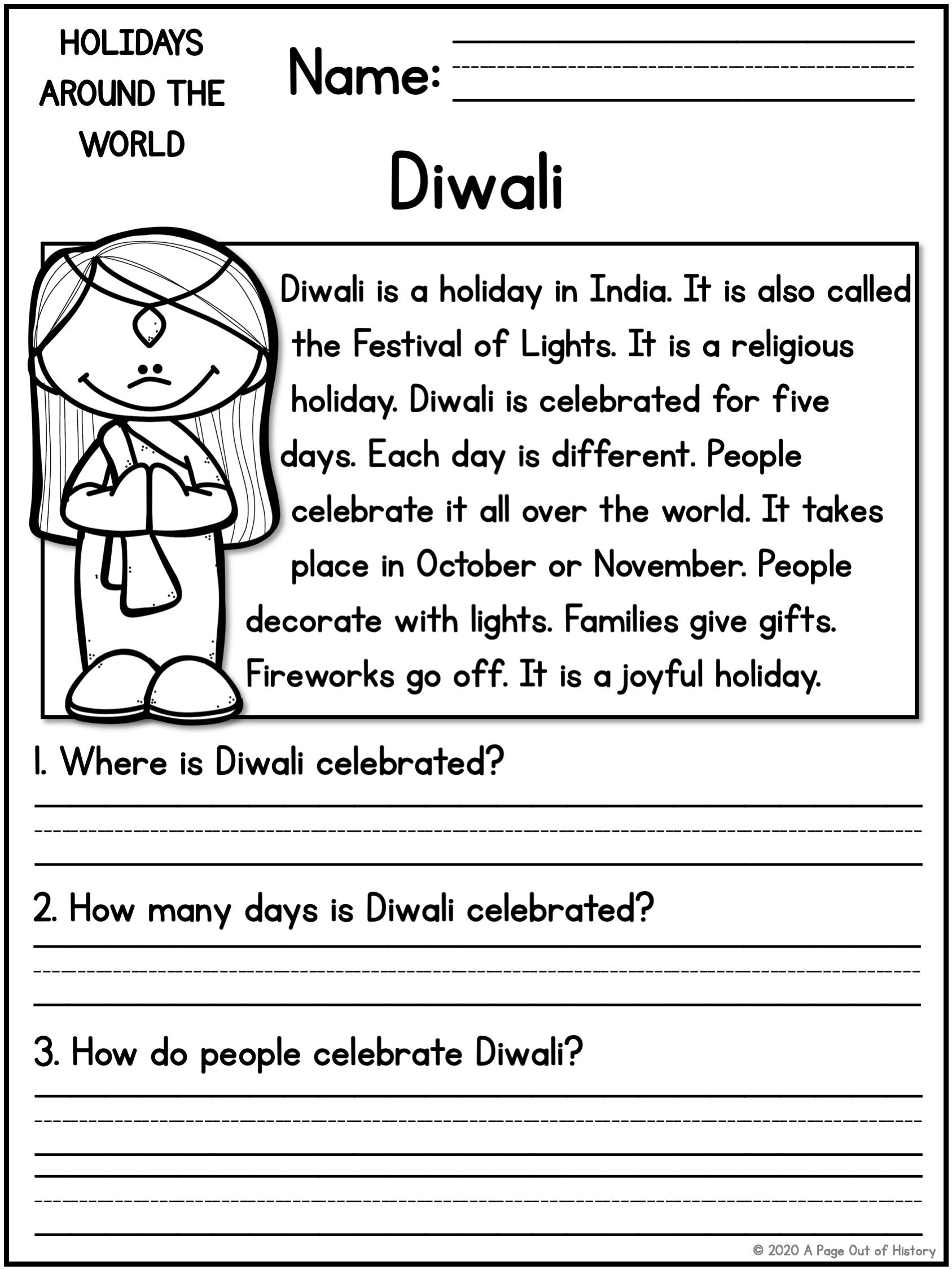 Holidays Around the World Reading Comprehension Passages K-2 | Etsy