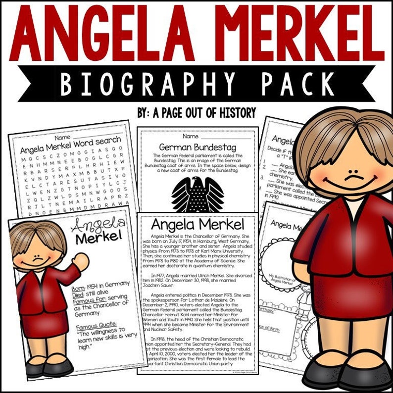 Angela Merkel Reading Comprehension Worksheets | Printable Biography ...