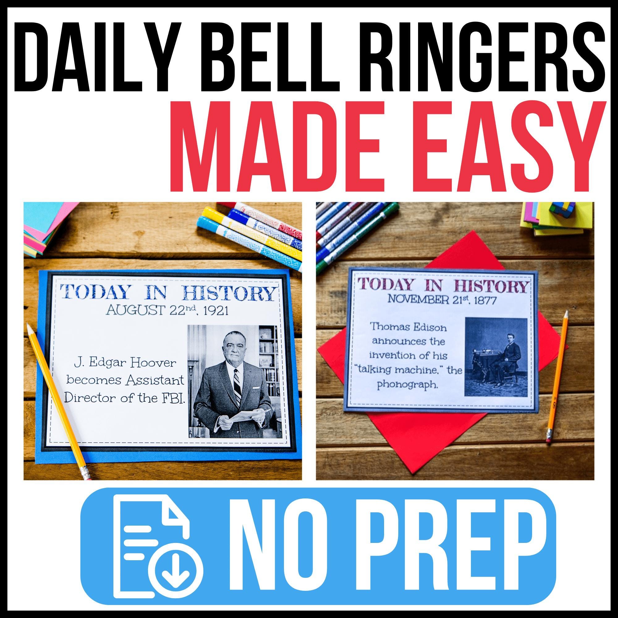 Today in History Bell Ringers, Daily History Warm up for Middle and ...
