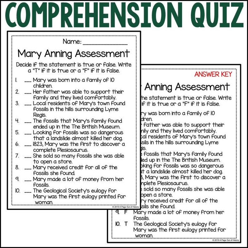 Mary Anning Biography Unit Pack 3-5 Homeschool Social Studies Printable ...