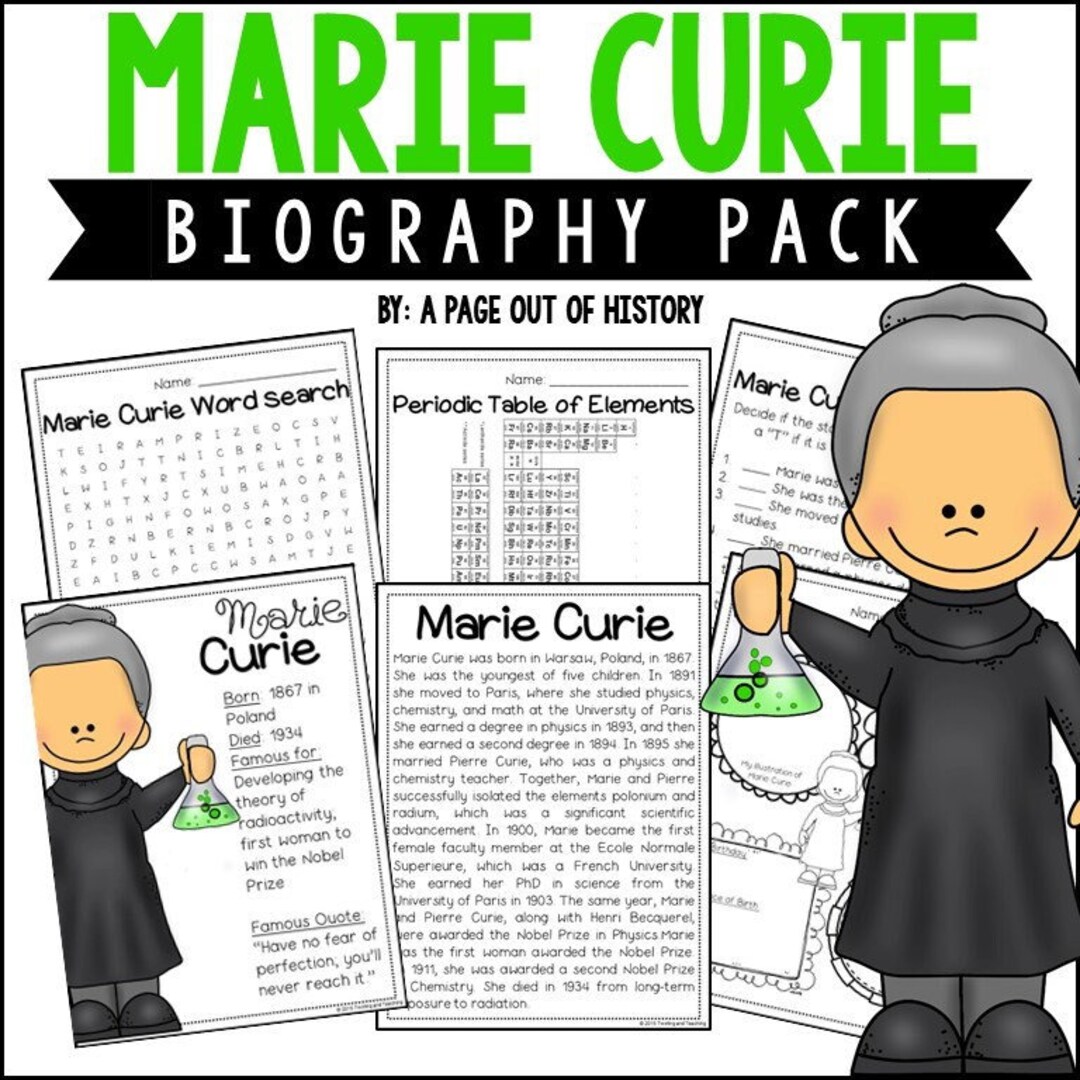 Marie Curie Biography Unit Pack | 3-5 | Homeschool | Social Studies ...