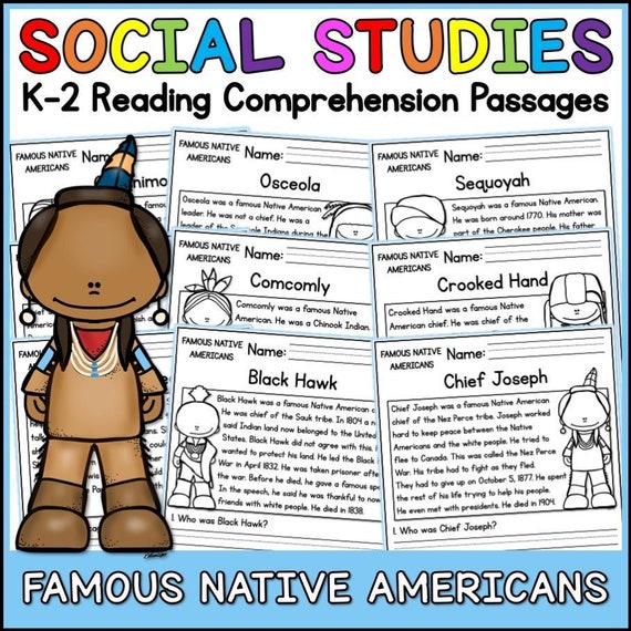 Famous Native Americans Reading Comprehension Passages K-2 | Etsy