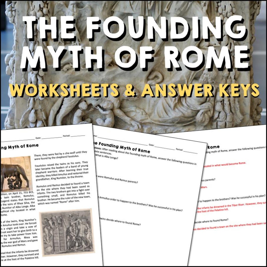 The Founding Myth of Ancient Rome Reading Worksheets and Answer Keys - Etsy