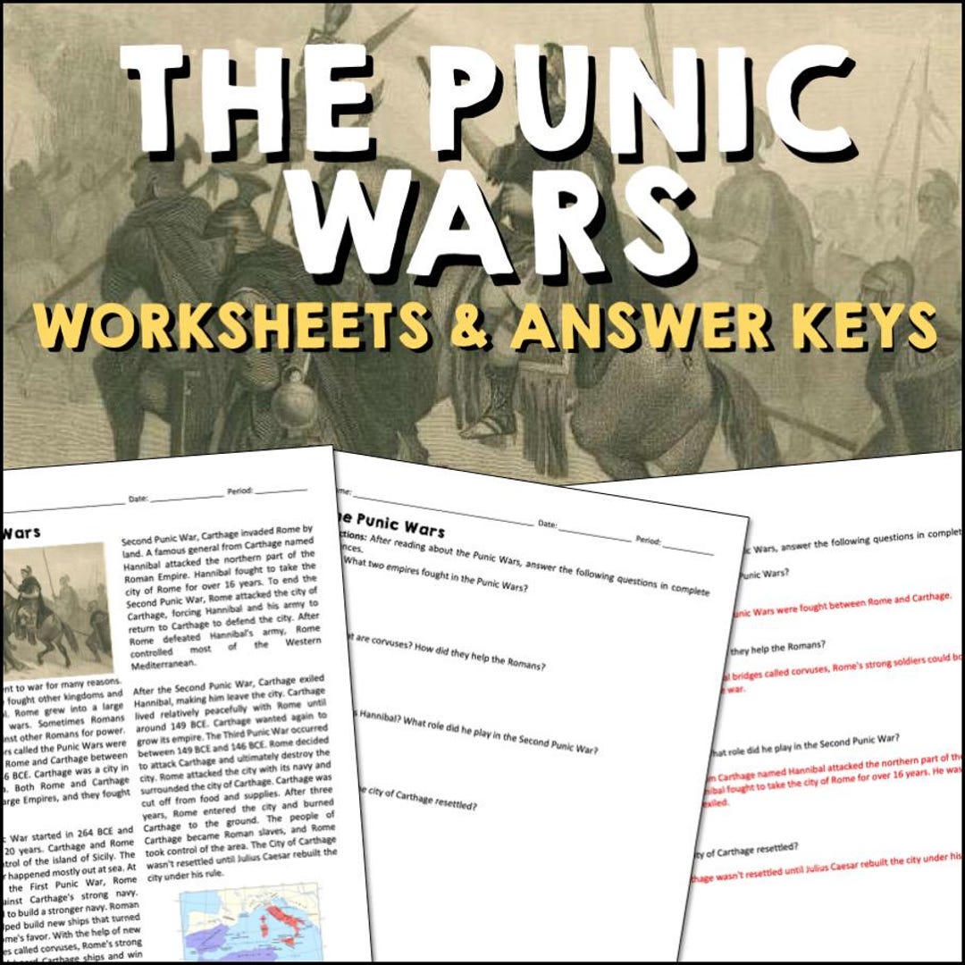 The Punic Wars of Ancient Rome Reading Passages Worksheets, History ...