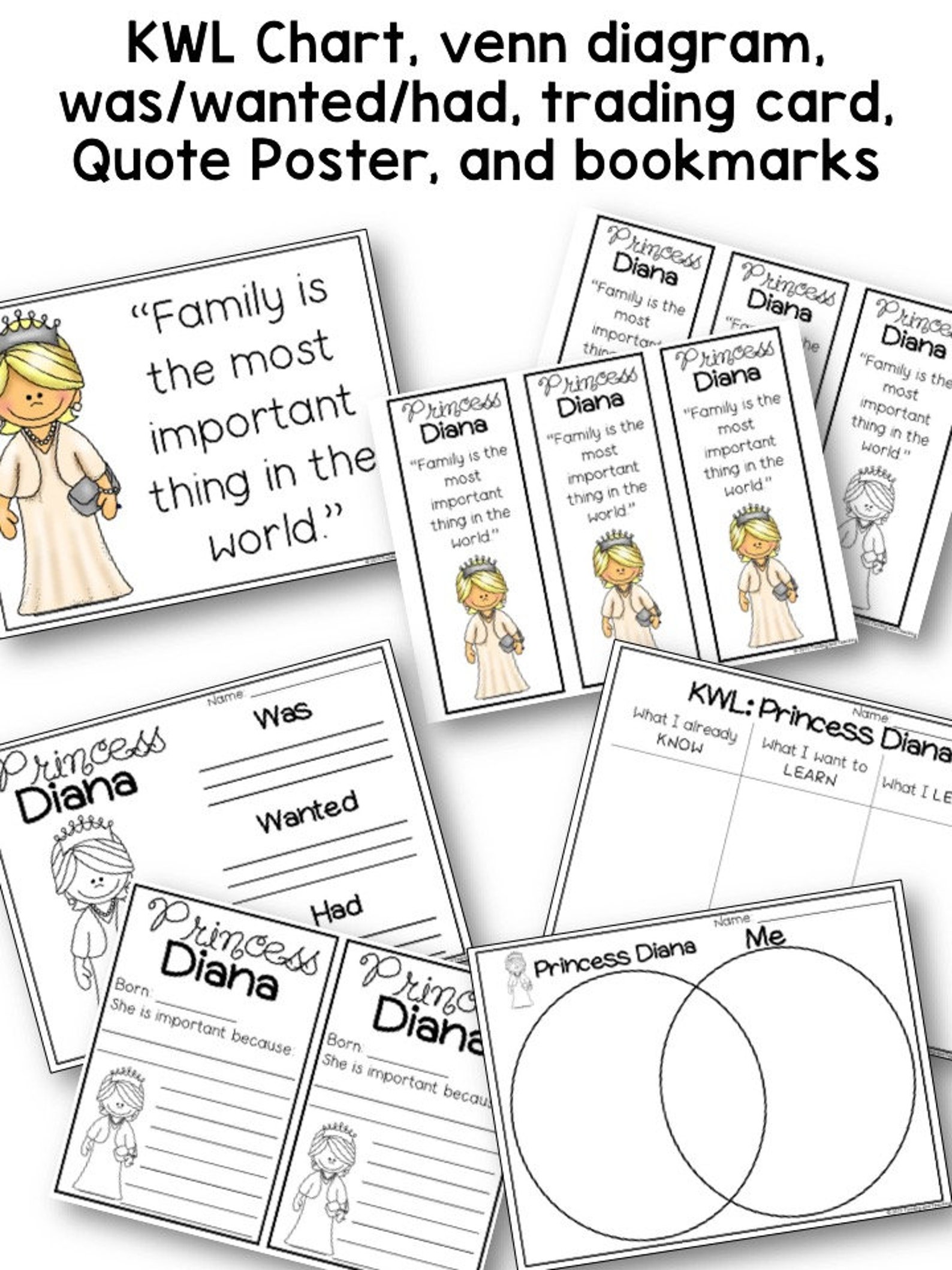 Princess Diana Biography Unit Pack | 3-5 | Homeschool | Social Studies ...
