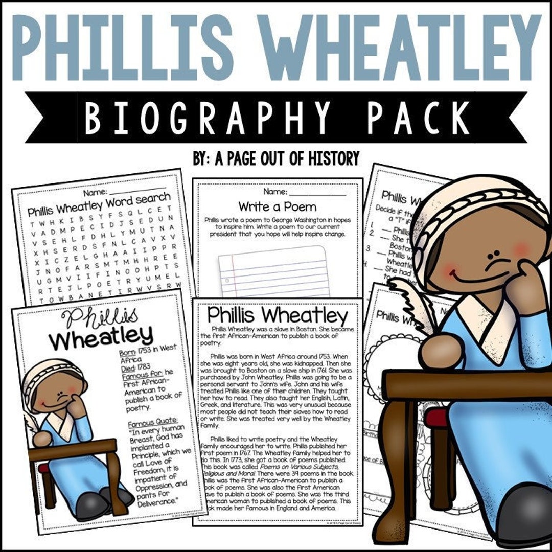 Phillis Wheatley Biography Unit Pack | 3-5 | Homeschool | Social ...