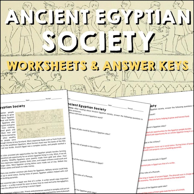 Ancient Egyptian Society Reading Worksheets and Answer Keys - Etsy