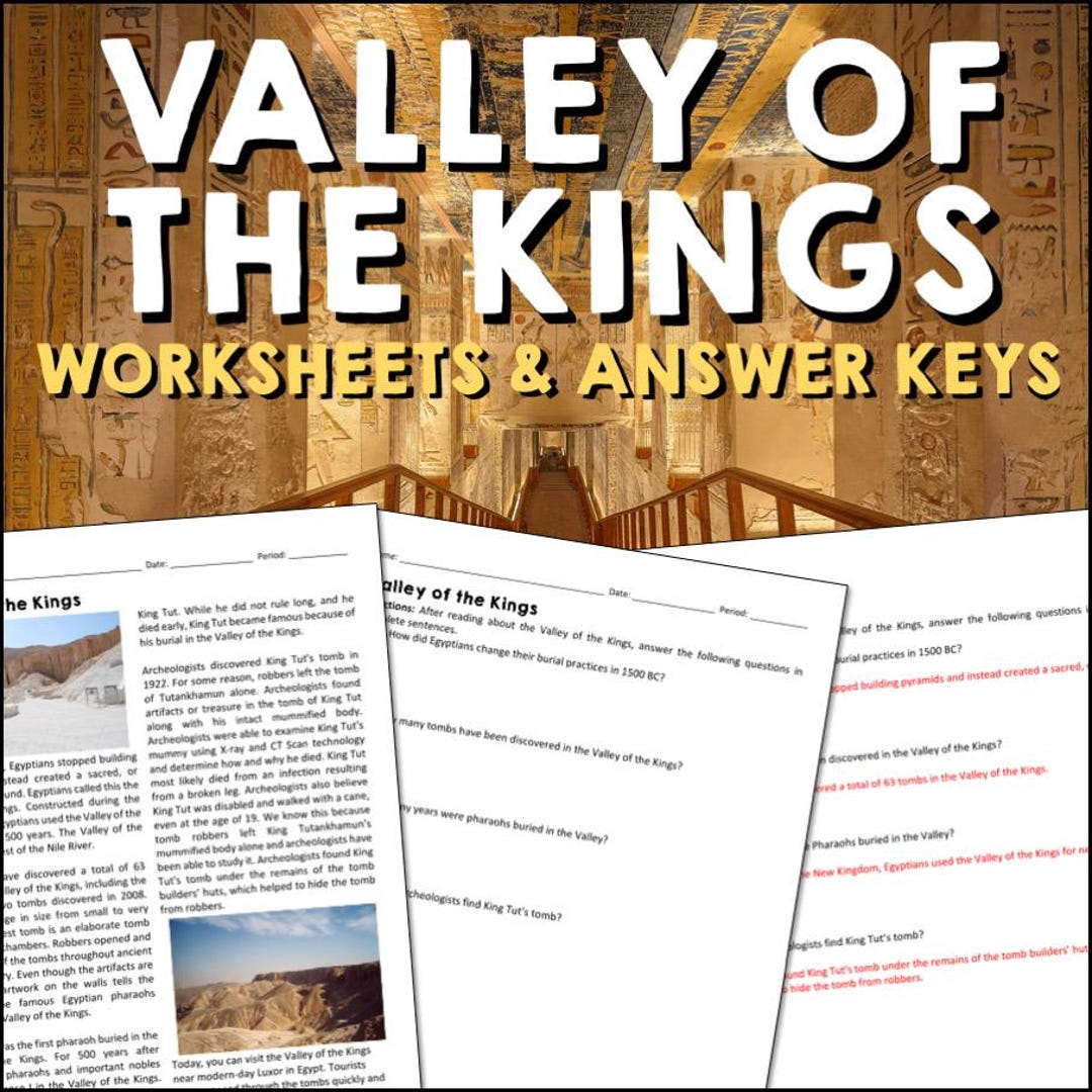Valley of the Kings Reading Passages, Comprehension Worksheets With ...