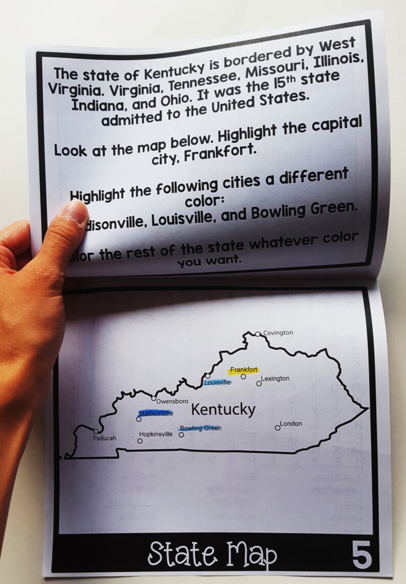 Kentucky 3rd-5th Grade State Lesson | Symbols, Map, Flag, Reading ...