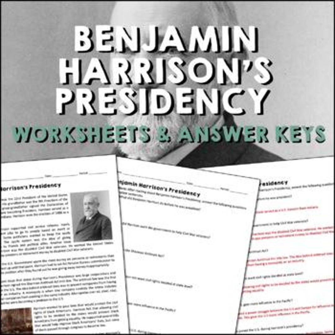 Benjamin Harrison's Presidency Gilded Age Reading Worksheet, US History ...