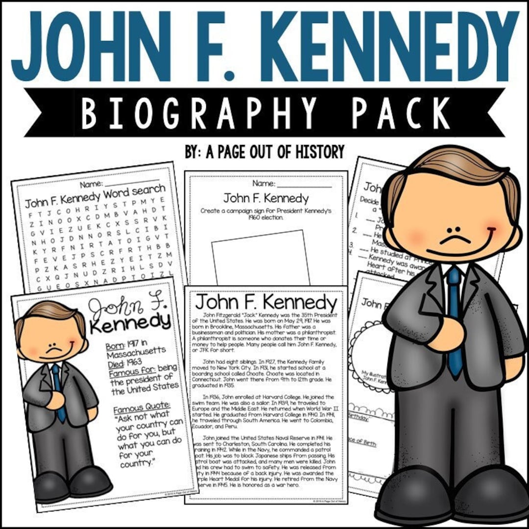 John F Kennedy Biography Unit Pack | 3-5 | Homeschool | Social Studies ...