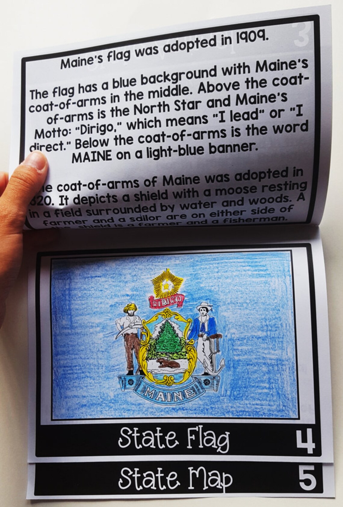 Maine 3rd-5th Grade State Lesson | Symbols, Map, Flag, Reading, Writing ...