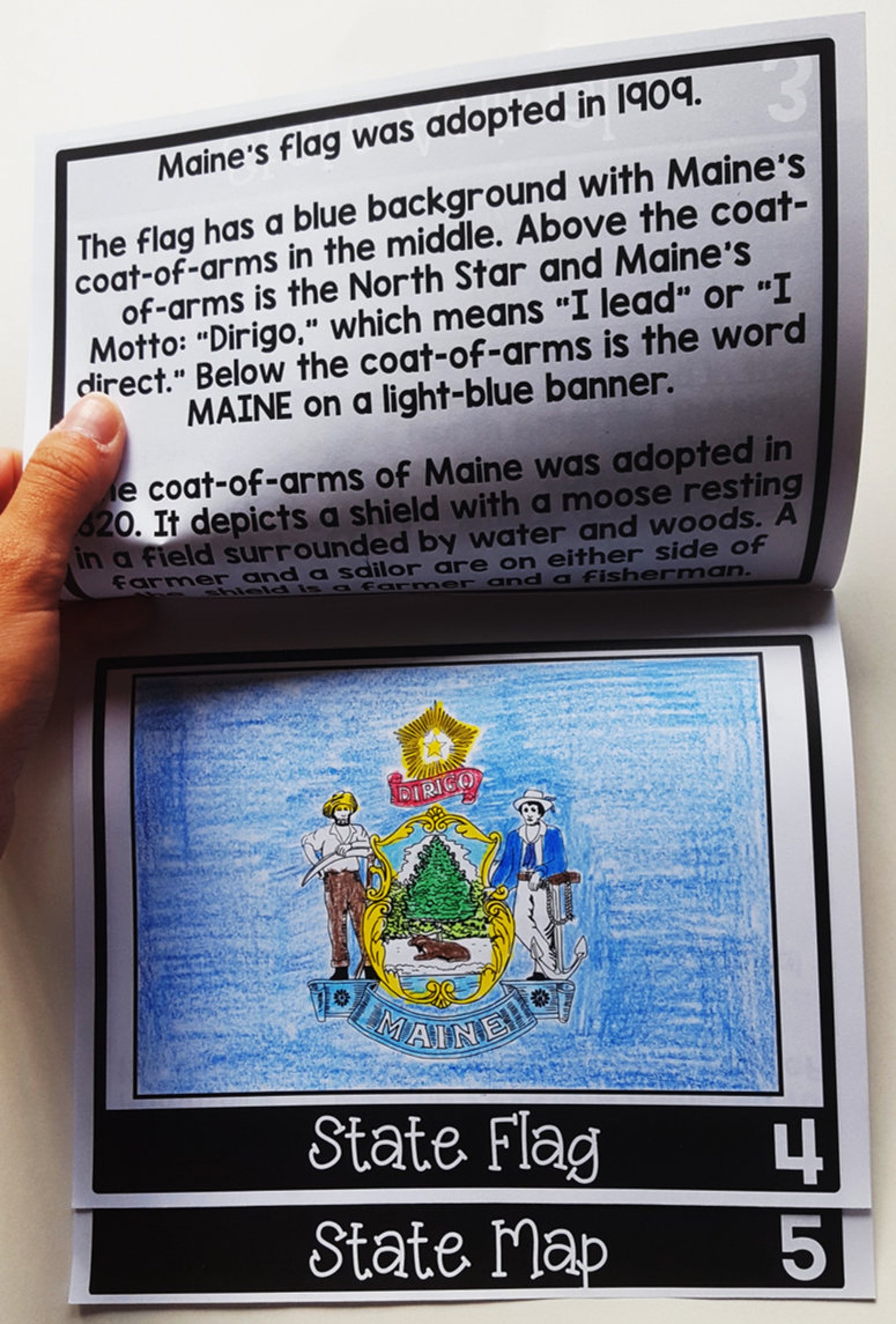 Maine 3rd-5th Grade State Lesson | Symbols, Map, Flag, Reading, Writing ...
